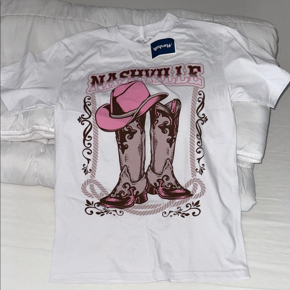 Rebellious One | Tops | Rebellious One White Tee With Pink Nashville ...